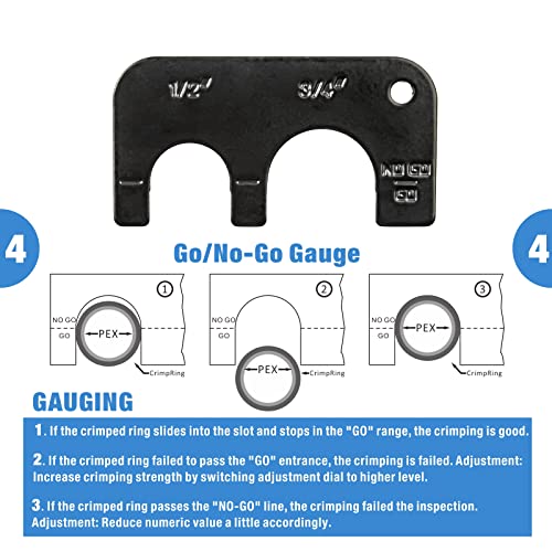 iCrimp Angle PEX Crimping Tools Combo Kits for 1/2" & 3/4" Pex Crimp Rings with Go/No-Go Gauge with PEX Pipe Cutter Suits for All US F1807 Standards Copper Rings