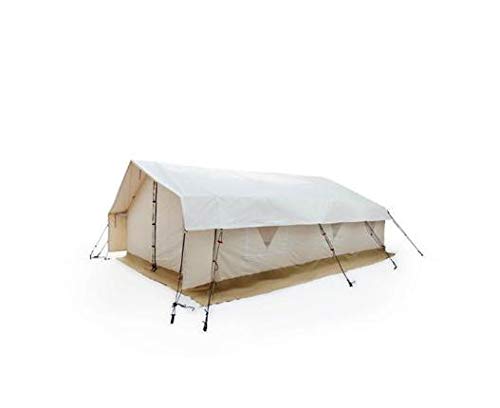 Flysheet for Alpha Wall Tent, Guy Ropes, D-Ring, Metal Runner & Stakes Included for Hunting, Family Camping & Outdoor Activities (12'x14', PE)