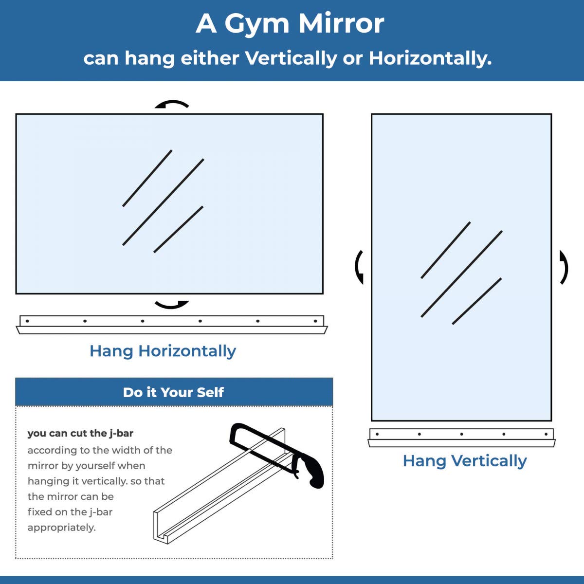 Fab Glass and Mirror Full Length Mirror 1/4" Thick Frameless Activity Mirror for Gym and Dance Studio Mirrors, Vanity Mirror - Flat Edge Standard Mirrors, 48" x 72"