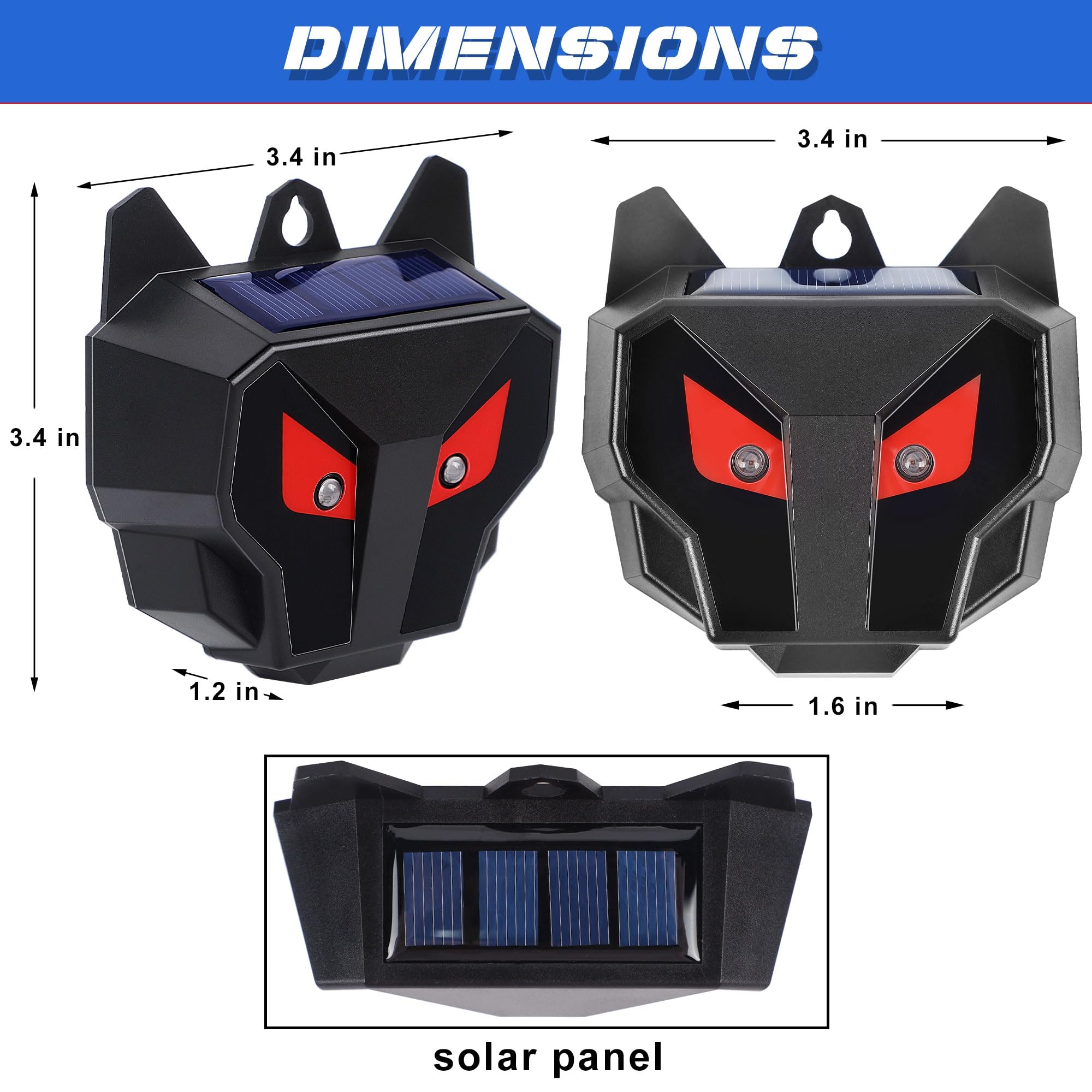 Lulu Home 4 Packs Solar Animal Repeller, Nocturnal Predator Deterrents with Red LED Flashing Lights Drive Away Raccoons, Deer, Skunks, Coyotes, Birds, Foxes from Chicken Coop Yard Farm
