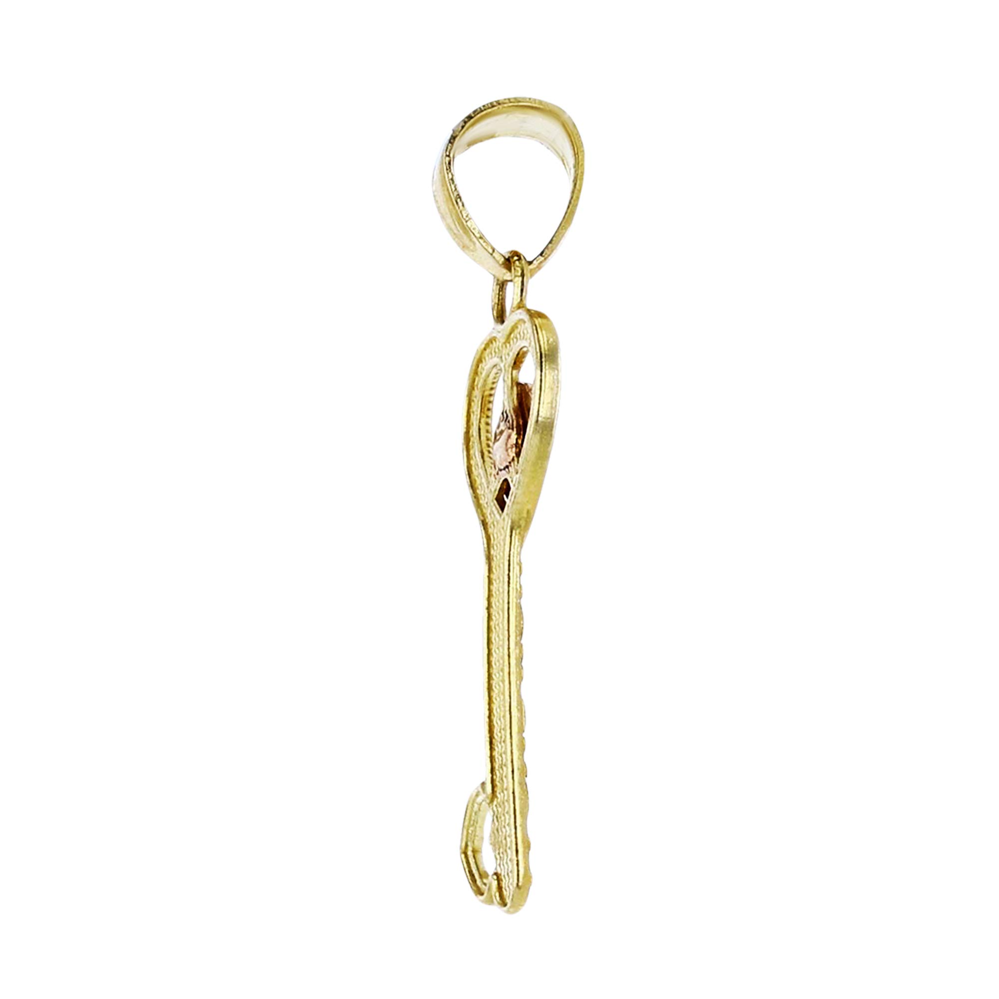 DECADENCE 14K Yellow & Rose Gold I Love You Rose Heart Key Pendant