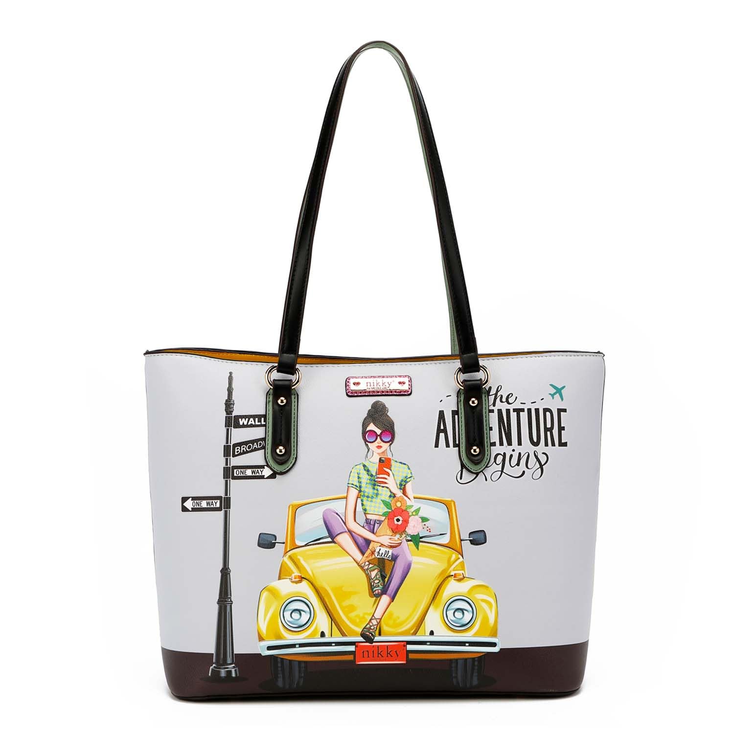 DESTINY BY NICOLE LEE – Women’s Tote Bag Colorful Flirty Style Faux Leather Zipper Closure Large Spacious Handbag – FUN BEGINS