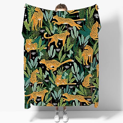 Jungle Leopards Blanket Throw Blankets Gift for Women Men Soft Flannel Cozy Comfy Funny Vegetable for Couch Sofa Bed Office Camping (40"X30") XSmall Size for Toddler