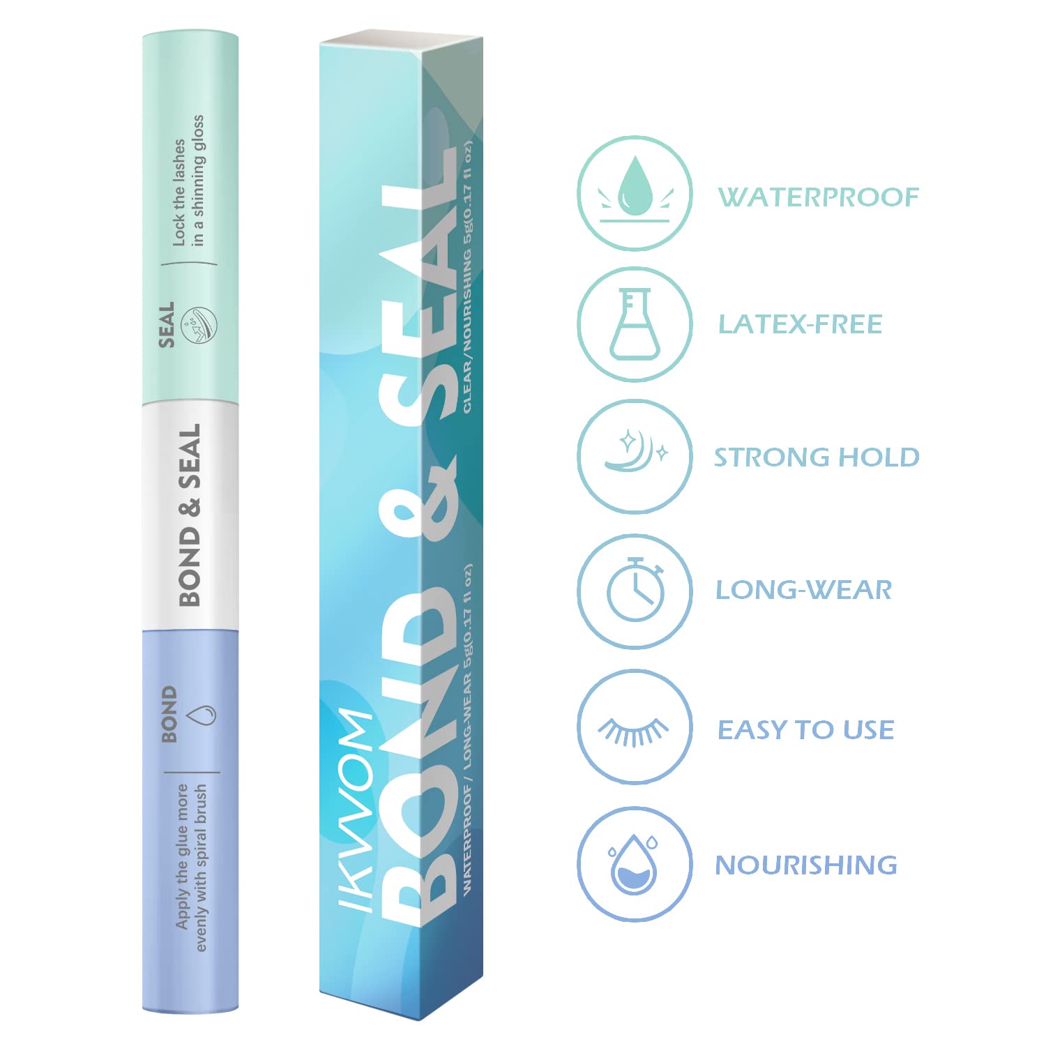 IKVVOM Lash Bond and Seal, Cluster Eyelash Glue for DIY Eyelash Extension, Cluster Lash Adhesive Infused with Biotin and Vitamin E, Super Strong Hold & Latex Free.
