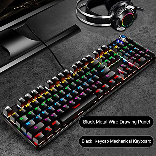 GOWENIC Mechanical Illuminated Keyboard, 2 Color Injection 9 Lighting Effects Knob Version, Colorful Backlit Wired 104 Keys Gaming Keyboard