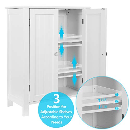 SUPER DEAL Modern Bathroom Floor Storage Cabinet with Adjustable Shelf and Double Door Rust Proof, Living Room Modern Home Furniture Storage Organizer Cabinet