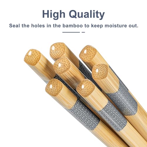 LOROTOCO 10Pairs Bamboo Chopsticks Reusable | Dishwasher Safe | Non slip | Chinese -(9.45in)