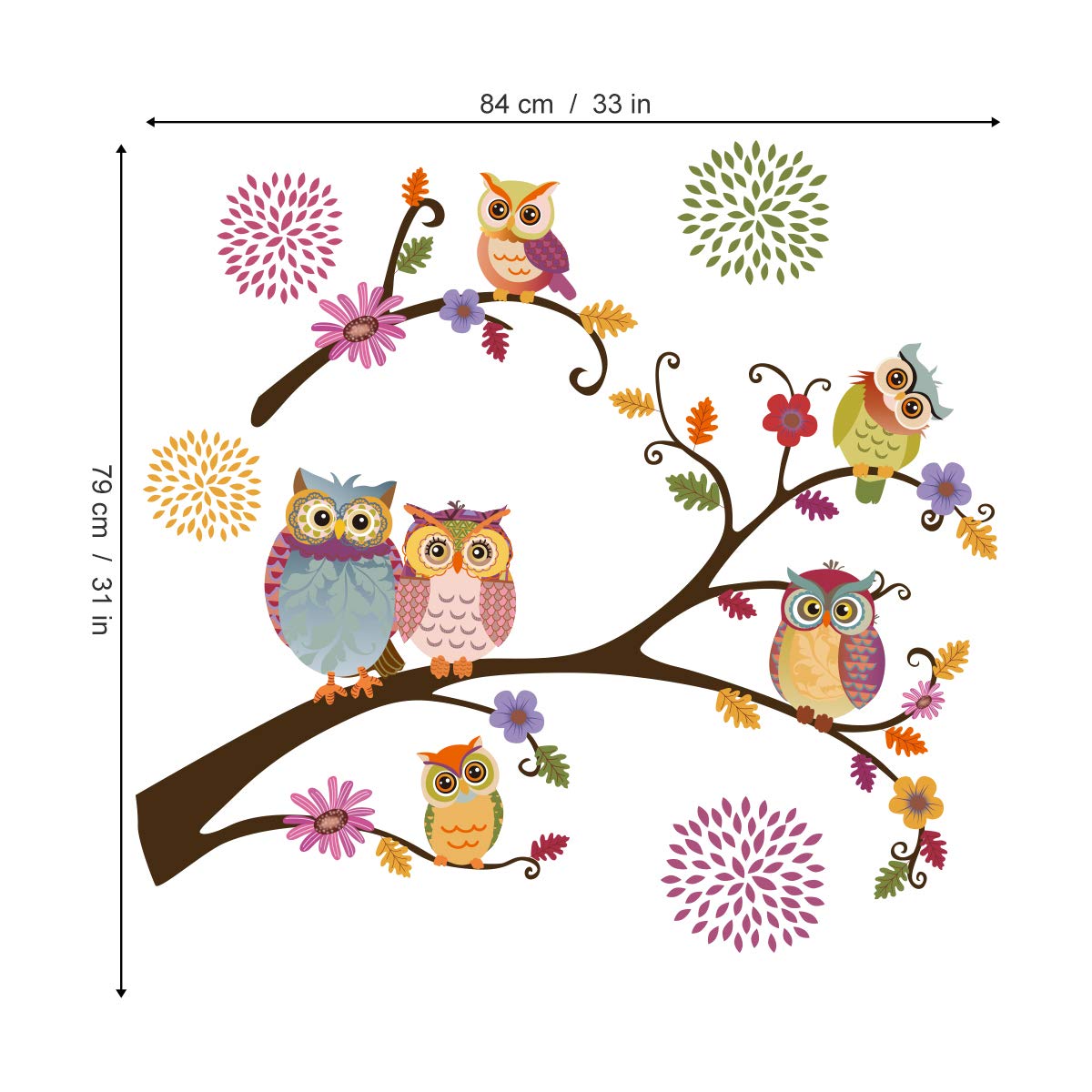 decalmile Owl Tree Branch Wall Stickers Flower Wall Decals Kids Baby Nursery Bedroom Wall Decor