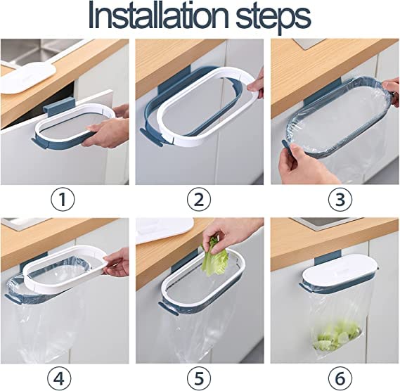 LITTLA Set of 4 Trash Bag Holder Rack, Hanging Organizer Garbage Bag Holder, with Removable Lid - Multi for Kitchen Cabinet Door Storage Cupboard, Kitchen Towel Rails Rack