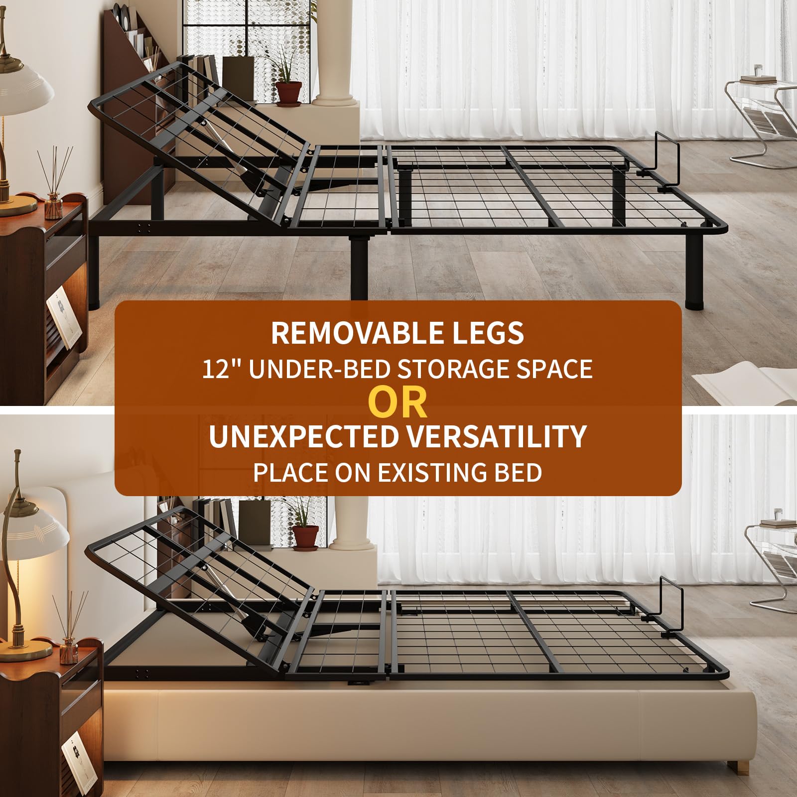 EGOHOME Twin XL Size Adjustable Bed Frame with Remote Wired, Zero Clearance Designed Zero Gravity Base for Stress Management with Head Incline, No Tools Assembly, Lighter and Easy for Transportation