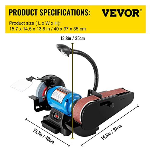 Happybuy 2 IN 1 2inch Belt Grinder for Knife Making 6inch 3450rpm per min Belt and Disc Bench Sander 90 Degree Belt Holder with Sturdy Base and LED Working Lamp