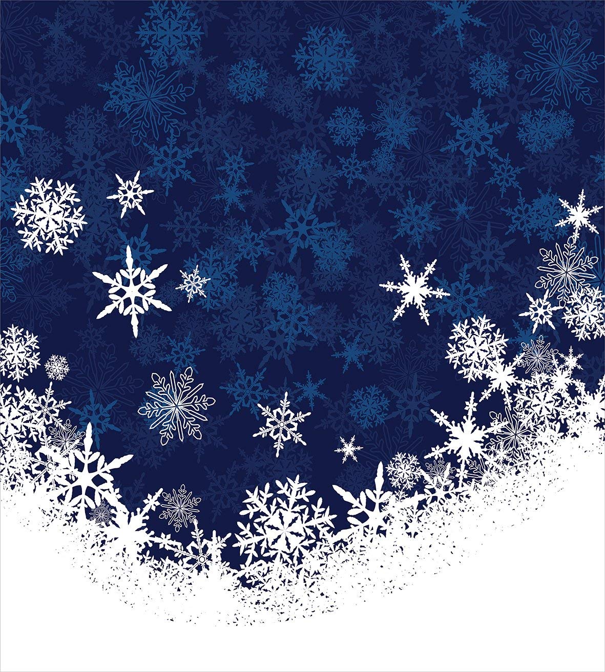 Lunarable Snowflake Duvet Cover Set, Winter Theme Christmas Illustration Cold Weather Season Inspired Celebration, Decorative 3 Piece Bedding Set with 2 Pillow Shams, Queen Size, Indigo White