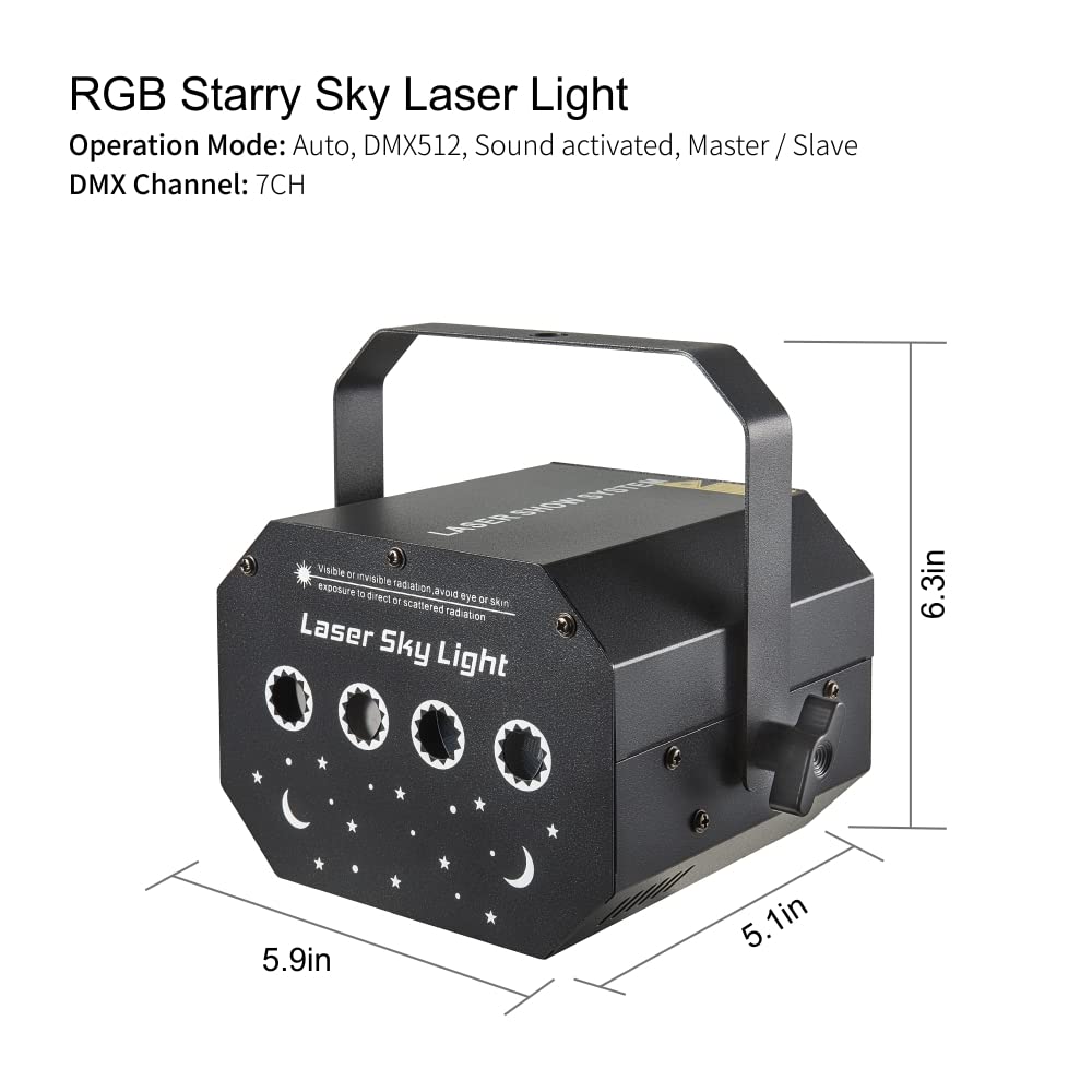 DJ Lights Party Lights, Gruolin Starry Laser Light RGB Stage Sky Light, Disco Club Effect Light with Music Activated & DMX Control, Great for Party Disco Wedding Stage & DJ lighting