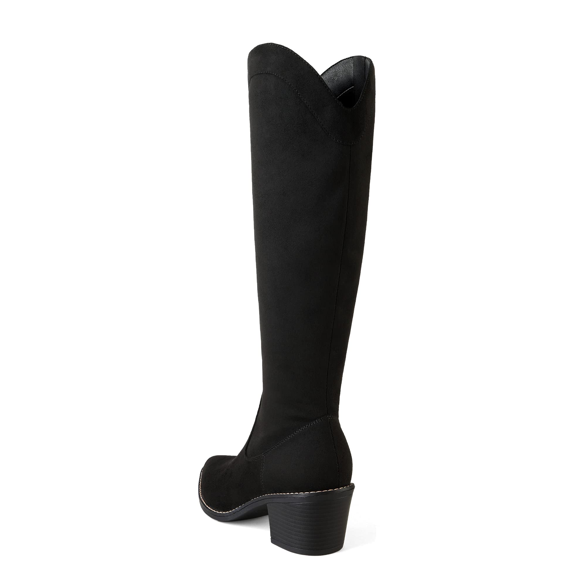 DREAM PAIRS Women's Knee High Boots, Cowgirl Riding Western Shoes with Pointed Toe, Dkb212, Black Suede, Size 9