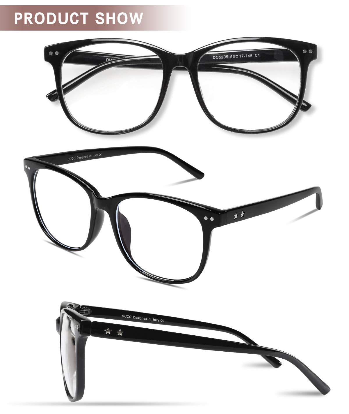 DUCO Blue Light Blocking Glasses Lightweight Eyeglasses Frame Filter Blue Ray Computer Gaming Glasses DC5205