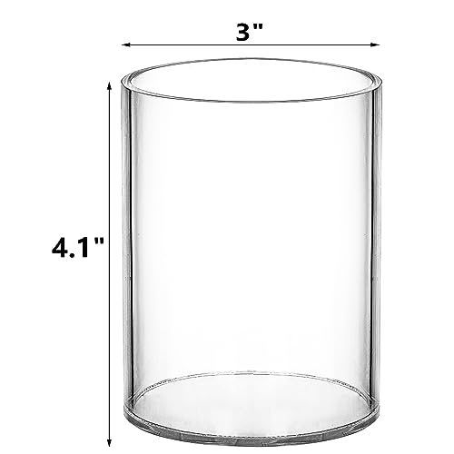 Peohud 4 Pack Acrylic Pen Holders, Clear Thick Pencil Cup, Round Makeup Brush Holder, Desktop Stationery Organizer for Desk Accessories Office School Home Supplies