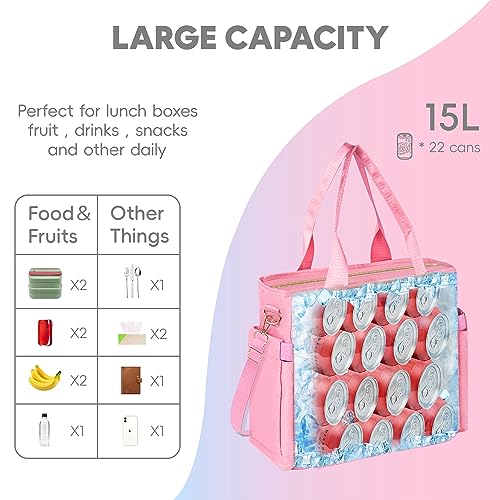 QLOVEA Large Lunch Bag Lunch Box for Women - Personalized Initial Lunch Cooler Box for Work, Portable Lunchbox Insulated Lunch Bags with Side Pocket, Great Gifts Lunchbag for Office Picnics Letter L