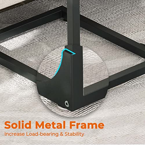 SUPERJARE C Shaped End Table with Charging Station, Bed Side Table with USB Port & Outlet, Couch Table, C Table for Living Room & Bedroom, Rustic Brown