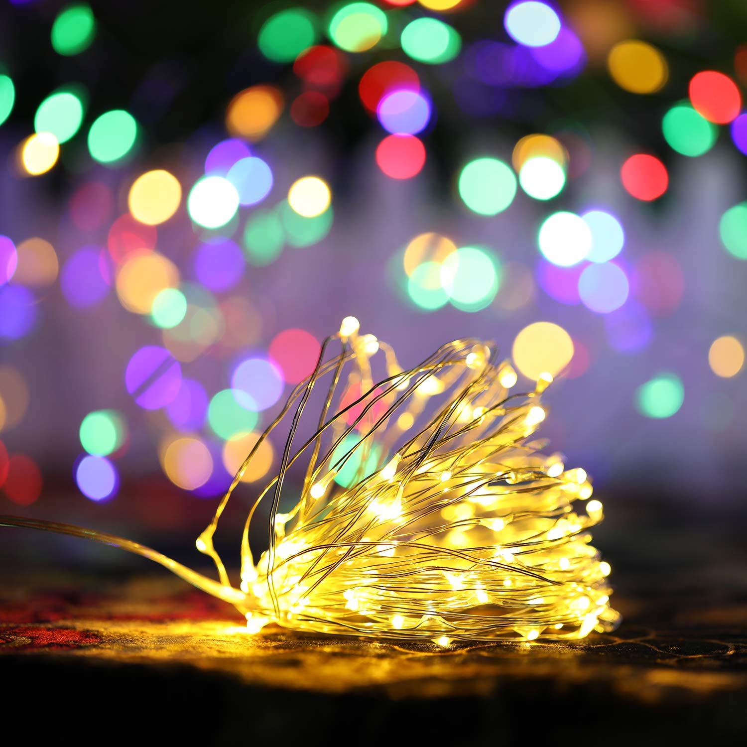 Ehome Fairy String Lights, 12 Pack Fairy Lights Battery Operated, 7.2ft 20LED Christmas Lights Silver Coated Copper Wire Lights Firefly Lights Moon Lights for Party Christmas Decorations Warm White