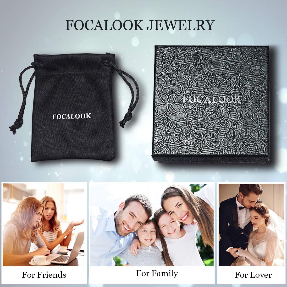 FOCALOOK Hoop Earrings Black Stainless Steel 40mm Chunky Round Cirlcle Endless Hoops for Women