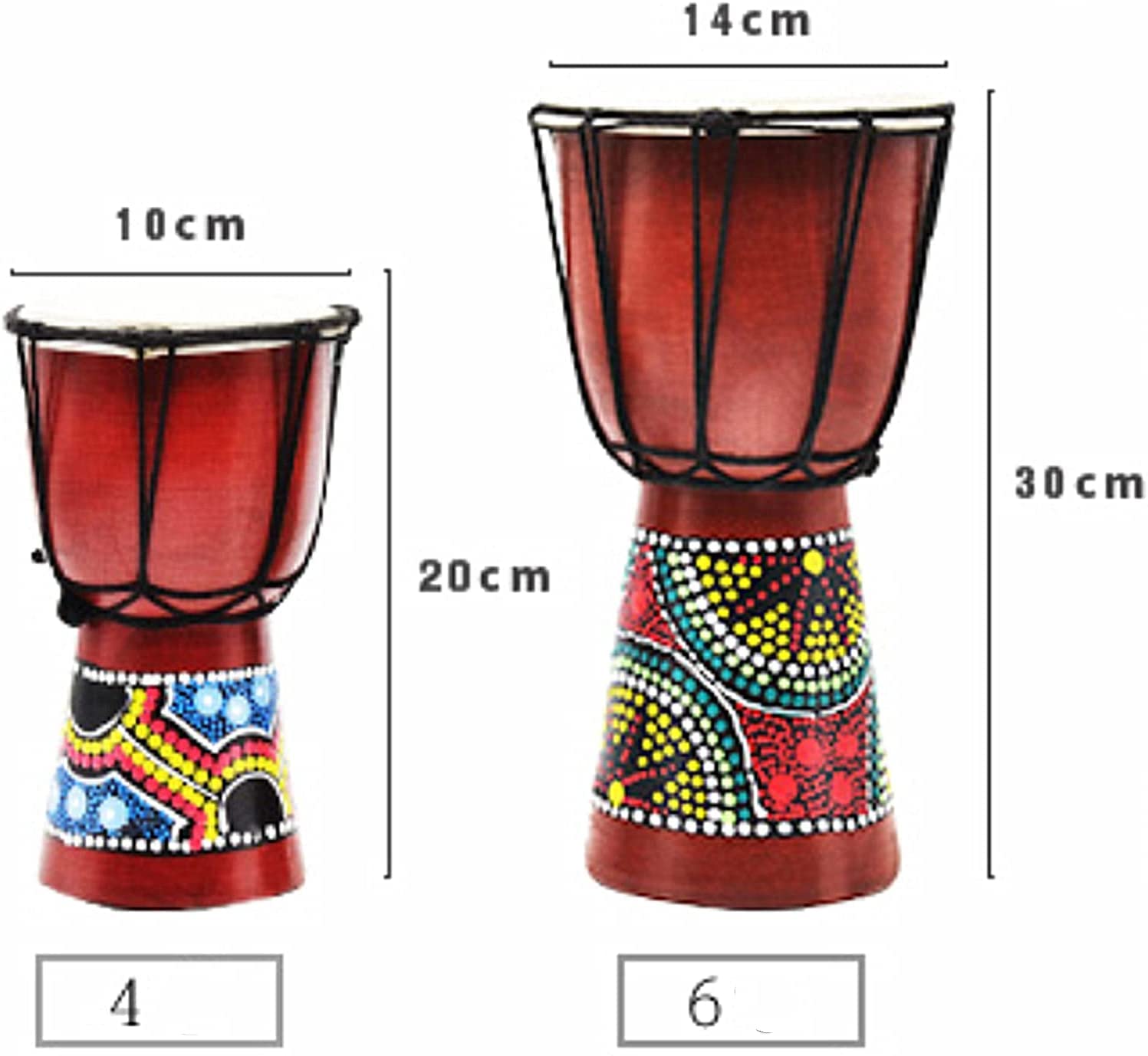Djembe,12*6 inch African Drum Djembe Mahogany Goatskin Drumhead