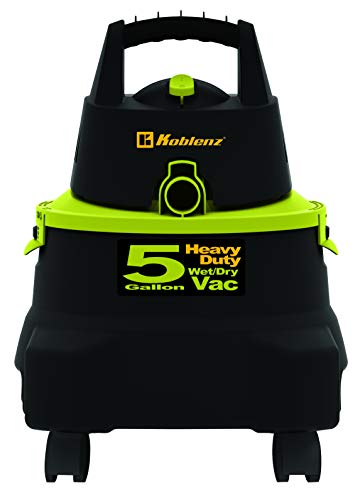 Koblenz WD-5K US 5-Gallon Wet/Dry Vacuum, Black w. Green Accents