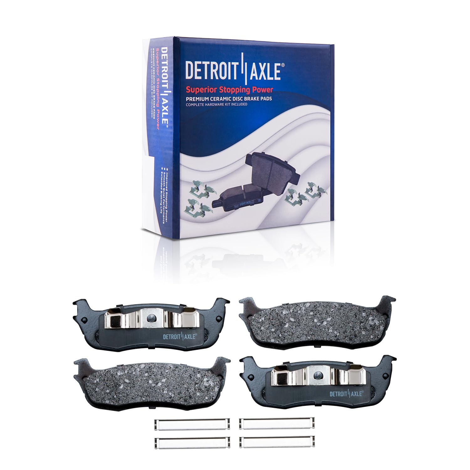 Detroit Axle - Brake Kit for 4WD 5-Lug 2000-2003 Ford F-150 Brake Disc Rotors and Ceramic Brakes Pads 2001 2002 Front and Rear Replacement