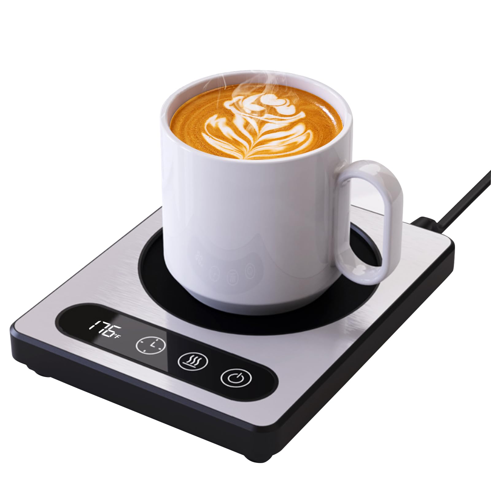 Mug Warmer, Coffee Mug Warmer with LED Display Touch Screen, 9 Temperature Settings Coffee Warmer, 2-12h Timing Mode of Mug Warmer for Desk, Multifunctional Cup Warmer for Milk, Coffee, Tea, Candle