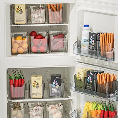 Refrigerator Door Organizer Bins - Hyjjlele 6 Pack Clear Plastic Food Storage Containers for Fridge, Kitchen Cabinet, BPA-Free Pantry Organization and Storage