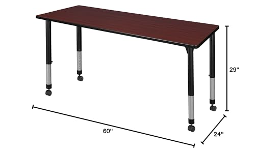 Regency Kee Height Adjustable Mobile Classroom Table, 60" x 24", Mahogany