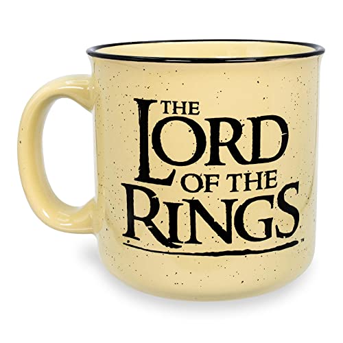 The Lord of the Rings Gondor Elven Script Ceramic Camper Mug | BPA-Free Travel Coffee Cup For Espresso, Caffeine, Cocoa | Home & Kitchen Essentials, Hobbit Gifts and Collectibles | Holds 20 Ounces