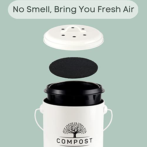 Perfnique Compost Bin Charcoal Filters, 12 Pack Filter Replacement for Compost Bucket, Kitchen Compost Bin Countertop Filters, Longer Lasting Activated Carbon Filters for Kitchen Pail Composter