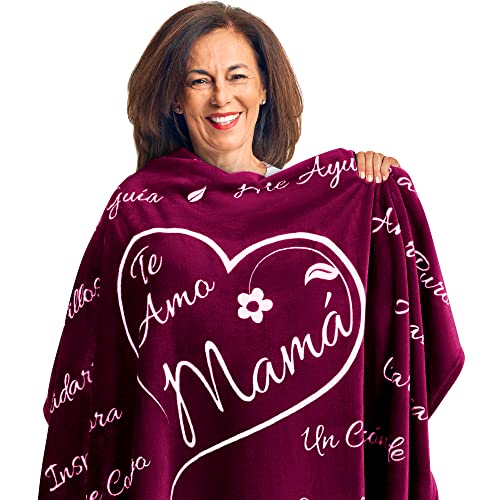 Regalos para Mama, Blanket for Mom Gifts, Mom Birthday Gifts from Daughter, I Love You Mother Daughter Gift Ideas, Present for Mom Blanket, Best Mother in Law, Throw Blanket 65" × 50" (Merlot Red)