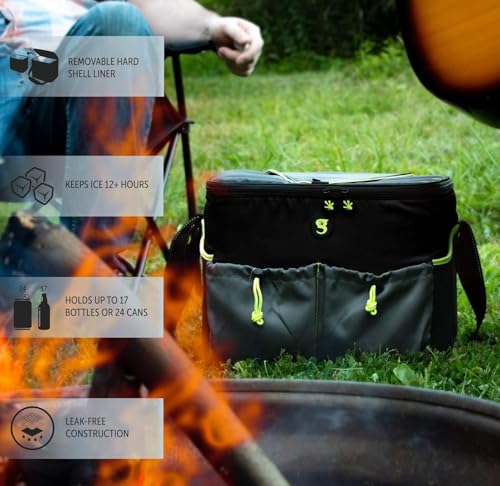 geckobrands Large Removable Hardliner Tote Cooler β Holds Up to 24 Cans or 15 Bottles, 5 Pockets/2 Neoprene, Easy Access Lid