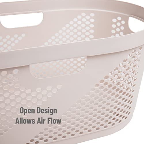 Mind Reader Basket Collection, Laundry Basket, 40 Liter (10kg/22lbs) Capacity, Cut Out Handles, Ventilated, 14.5"L x 23"W x 10.5"H, Ivory
