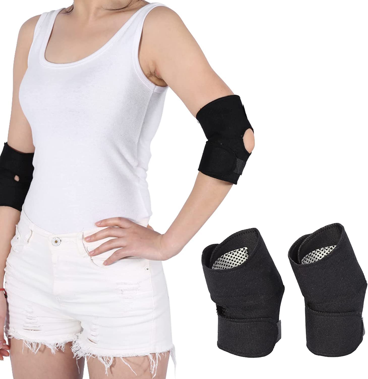 Dioche Tourmaline Elbow Support Brace, Self Heating Pad, Magnetic Elbow Brace, Protective Elbow Wraps for Arthritis Joint Pain Relief Injury Recovery