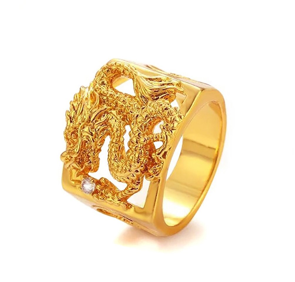 Devastating Designs 24K Gold Filled Men's Women's Dragon Ring And Austrian Crystal (10)