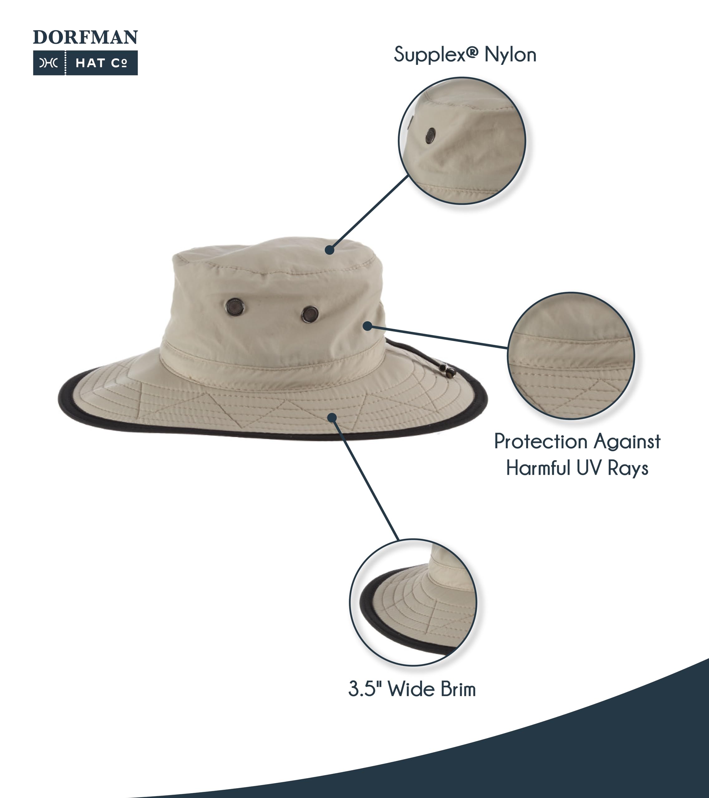 Dorfman Pacific Co. Men's Dimensional Brim Boonie, White, Large/X-Large