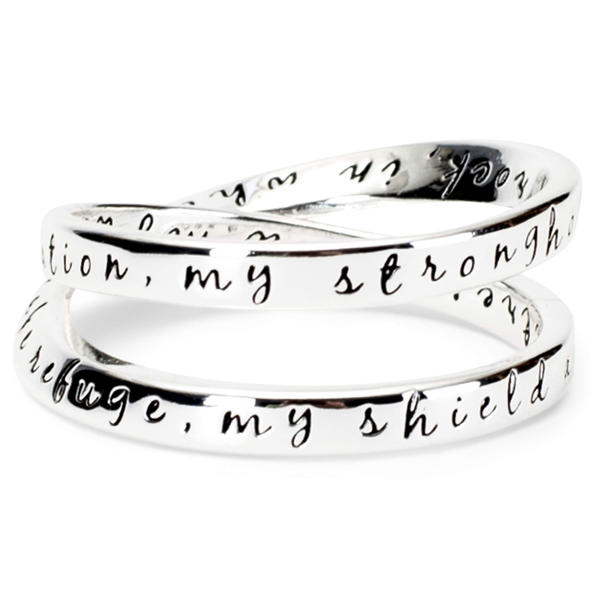 Dicksons Psalms 18:2 Inspirational Women's Double Mobius Silver-Plated Fashion Ring, Size 9