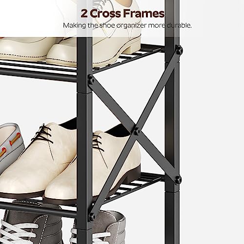 YATINEY 6 Tier Shoe Rack, Shoe Storage Organizer, Holds 24 Pairs of Shoes, Shoe Organizer for Closet, Iron Frame, Durable and Stable, Rustic Brown and Black SS06BR