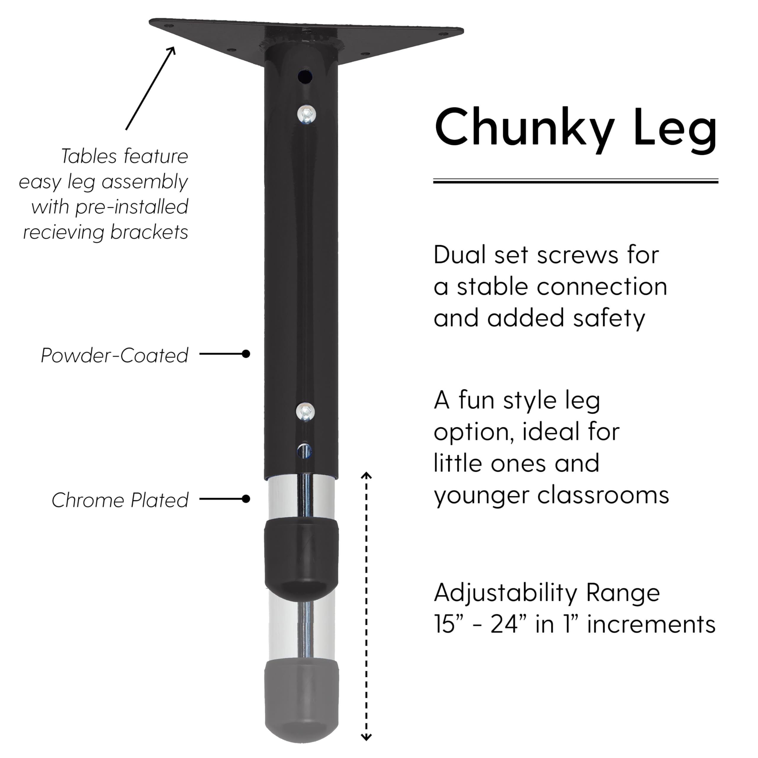 Factory Direct Partners FDP Rectangle Activity School and Kids Classroom Table (24 x 48 inch), Toddler Legs, Adjustable Height 15-24 inches - Oak Top and Black Edge