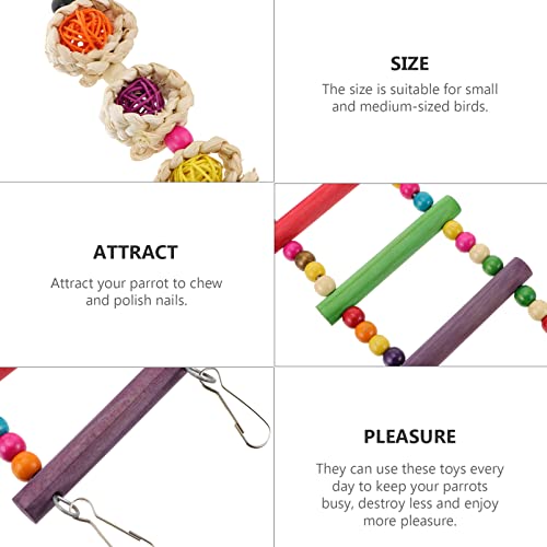 PATKAW Chicken Swing Toys 8 Pcs Parrot Bird Toy Bird Perch Bird Cage Hammock Toy Set Wooden Hammock Wooden Swing