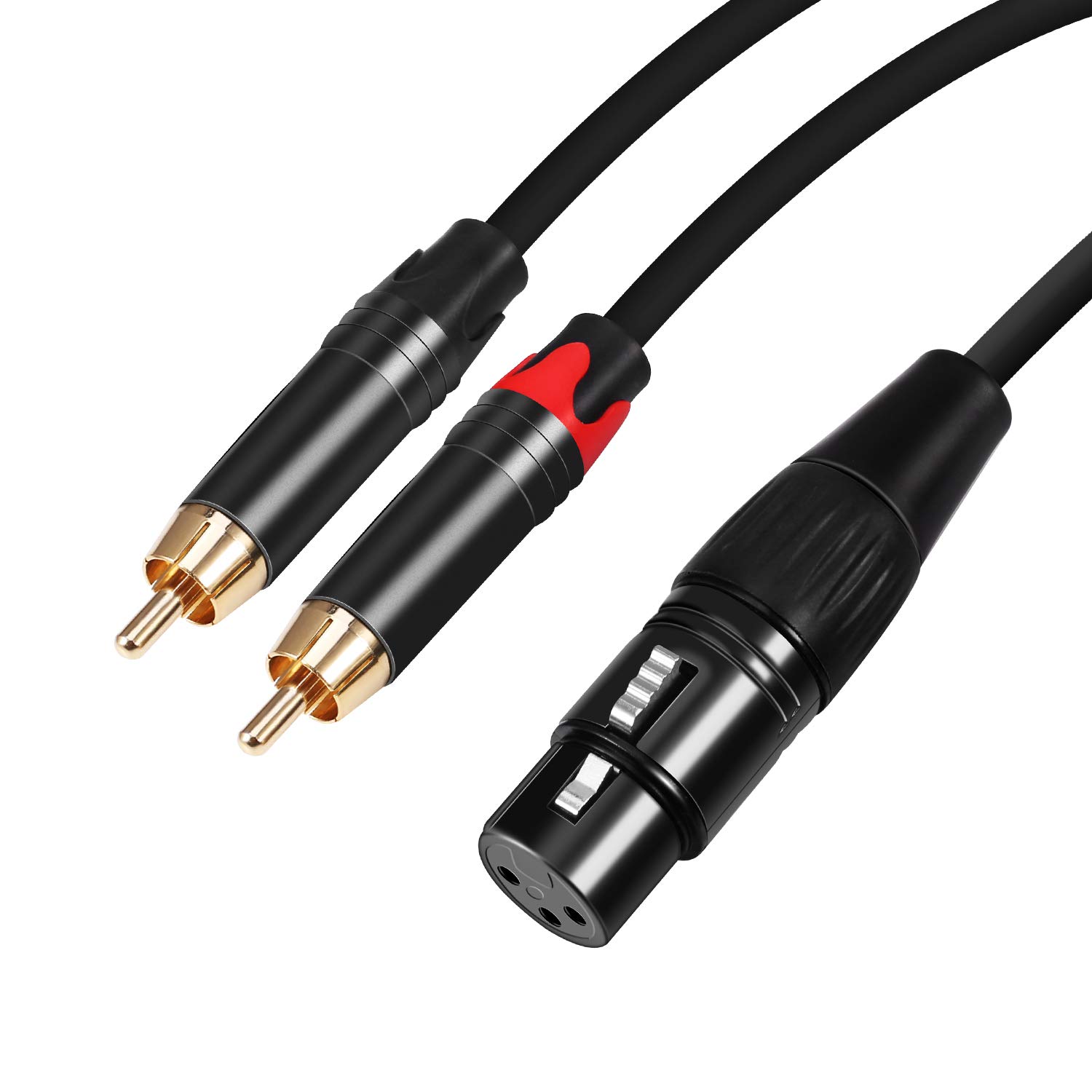 Devinal XLR Female to dual RCA Y Splitter Patch Cable, Unbalanced 2 Phono Plug to 1 Female XLR Y-cable, Interconnect Duplicator Lead cord Heavy Duty Baking Paint 6 feet