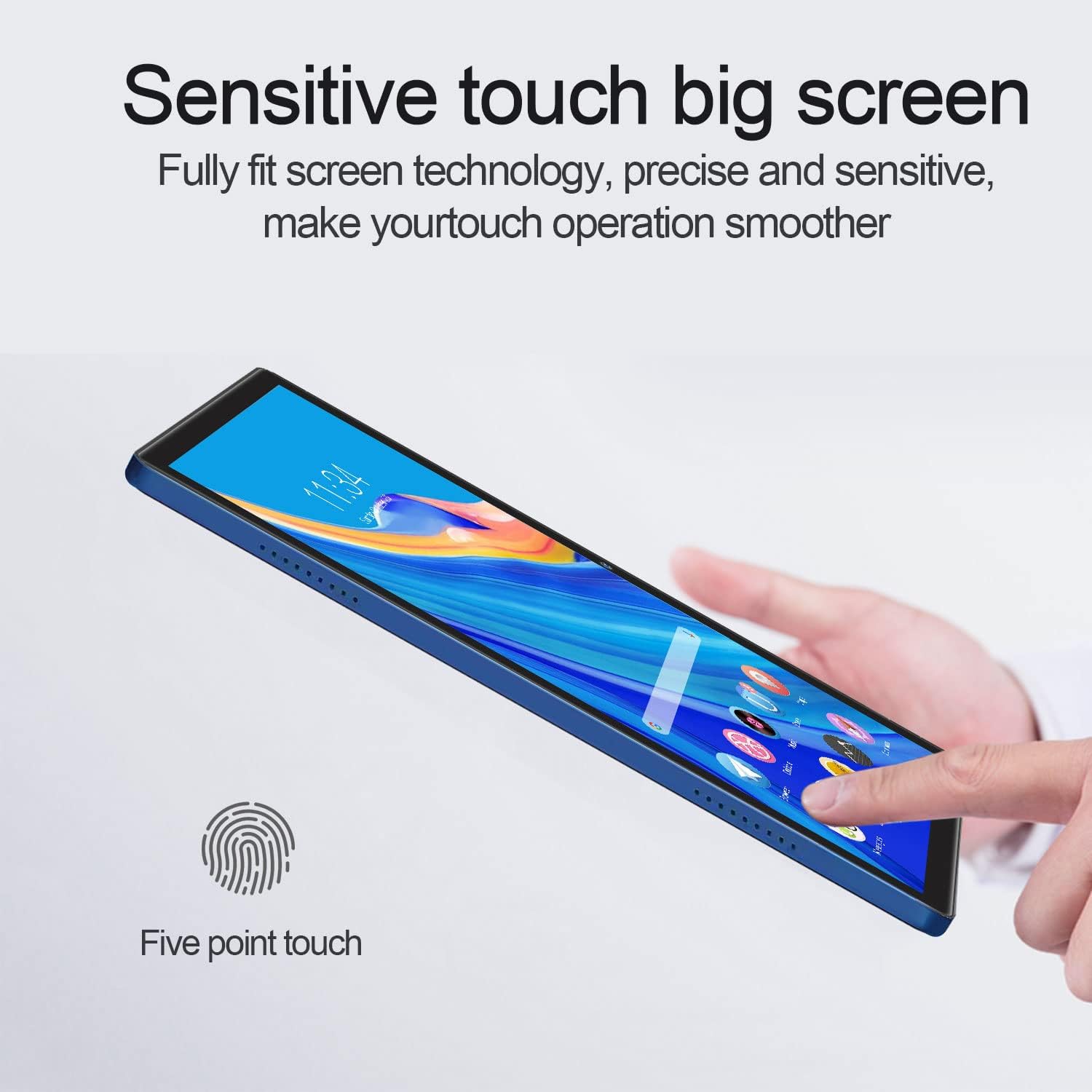 DUODUOGO 10 Inch Tablet Android Tablet 4GB RAM 64GB ROM, 256GB Expandable, Quad-Core Processor, WiFi Android 11 Tablet, Dual Camera, 6000mAh, Bluetooth, FM, GMS Certified (Blue)