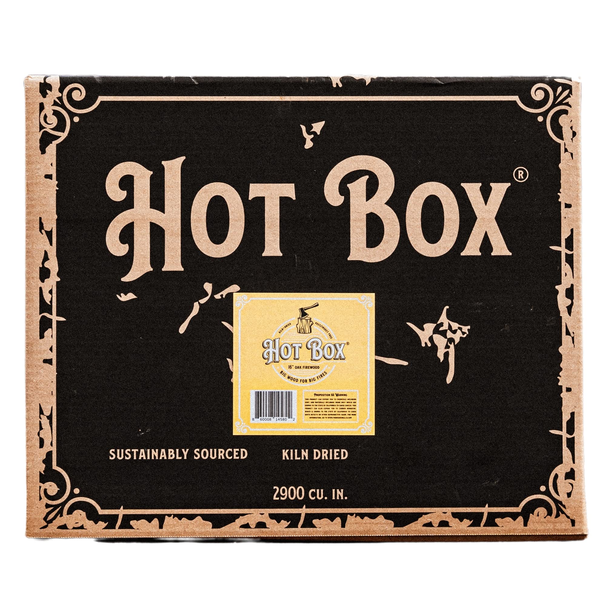 HOT BOX Kiln-Dried Oak Cooking Wood - 8 Inch Cut Logs For Portable Wood-Fired Pizza Ovens and Smokers, 1 Box (1300 Cubic Inches)