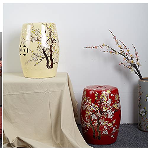 DEVINK Retro Household Drum Stool, Ceramic Stool for Living Room, Garden Stool, Suitable for Bedroom, Living Room, Garden. (Color : Lemon Yellow)