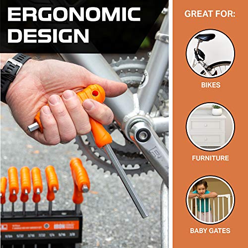 Iron Forge Tools 20 Piece T Handle Allen Wrench Set - SAE & Metric Hex Key Set with Stand U.S. Veteran Owned Brand