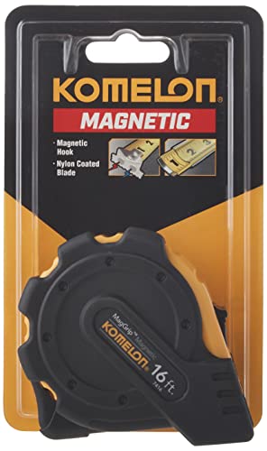 Komelon 7416; 16' x 1" Magnetic MagGrip Tape Measure, Black/Yellow
