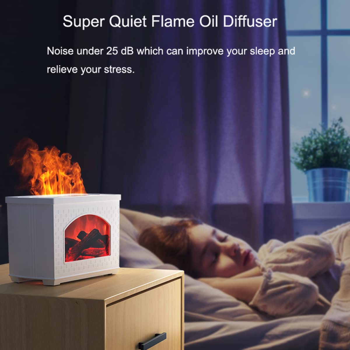 Fireplace Simulation Flame Oil Diffuser, Ann Bully 270ml Cool Mist Humidifier Diffuser, Essential Oil Humidifier Diffuser, Desktop Bedroom Humidifier