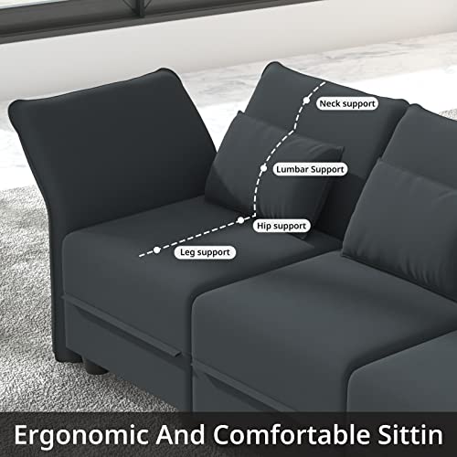 LLappuil Velvet Modular Sectional Loveseat Sofa with Storage, 63" Love Seat 2 Seater Couch Perfect for RV and Small Apartment Grey